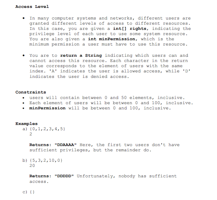 Solved Access Level • In many computer systems and networks, | Chegg.com