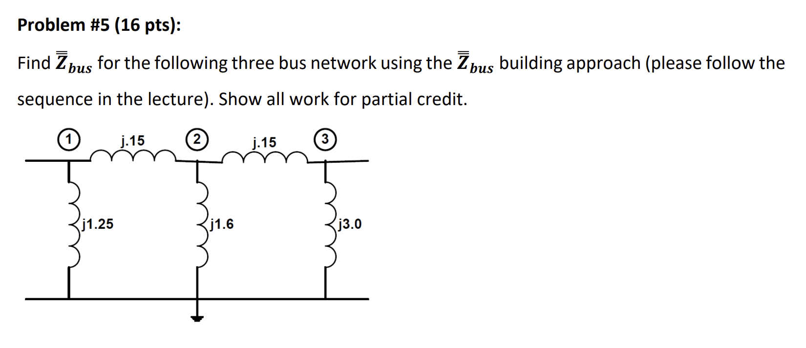 Solved Find 𝒁̿𝒃𝒖𝒔 for the following three bus network | Chegg.com