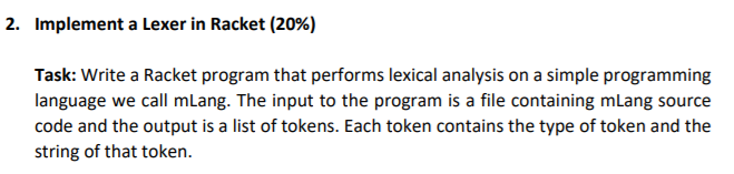 Solved Please help me about the Lexer in Racket program, the | Chegg.com