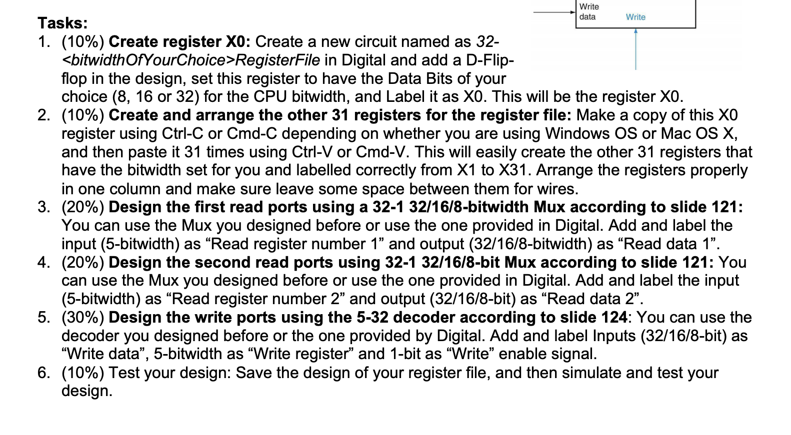 Solved Write data Write Tasks: 1. (10%) Create register XO: | Chegg.com