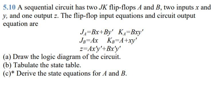Solved A sequential circuit has two JK flip-flops A and B, | Chegg.com