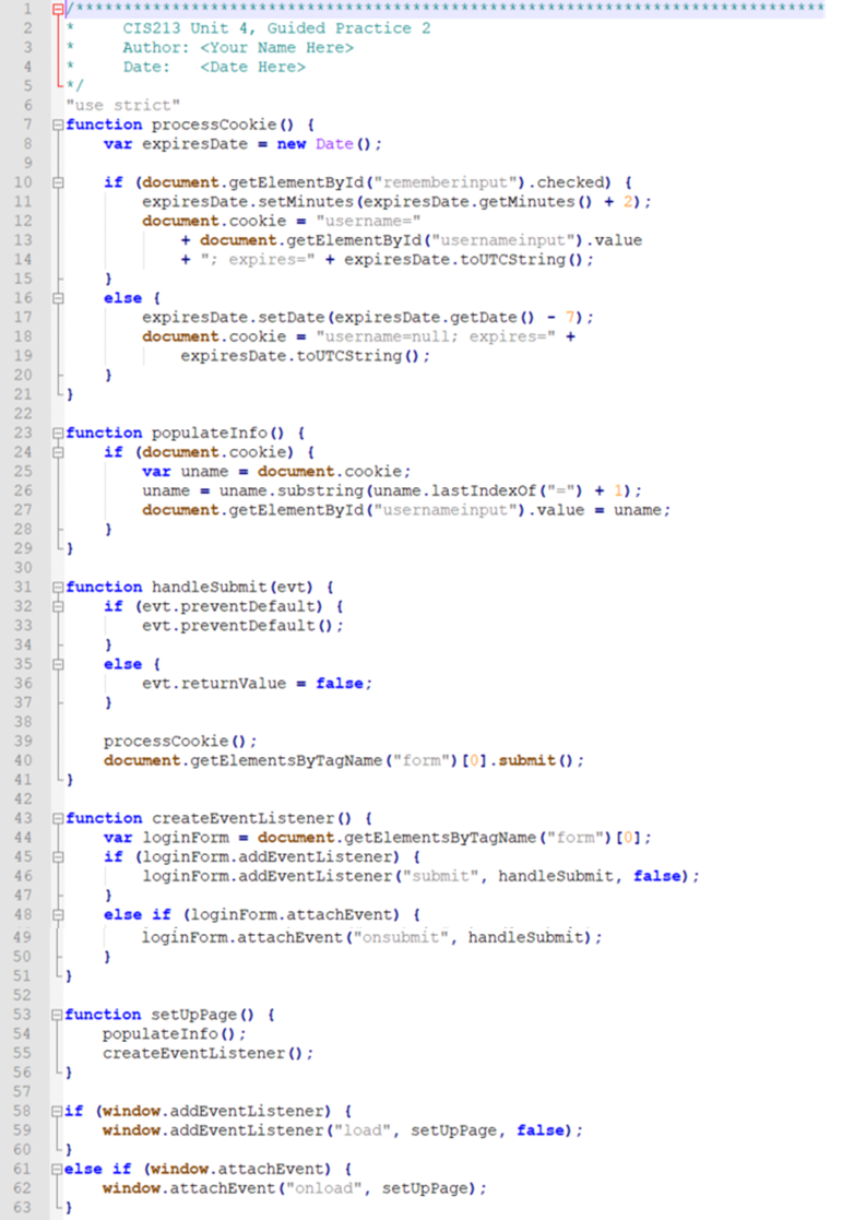 Solved im trying to Use Cookies to Store Information for | Chegg.com