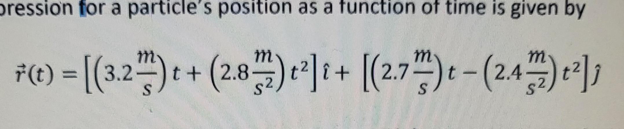 Solved . The vector expression for a particle’s position as | Chegg.com