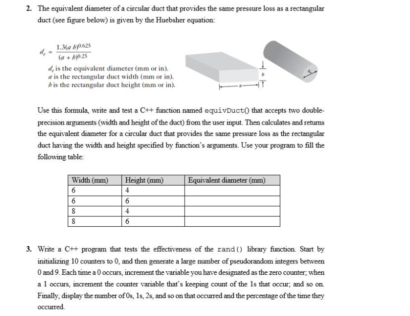 Solved 2. The equivalent diameter of a circular duct that | Chegg.com
