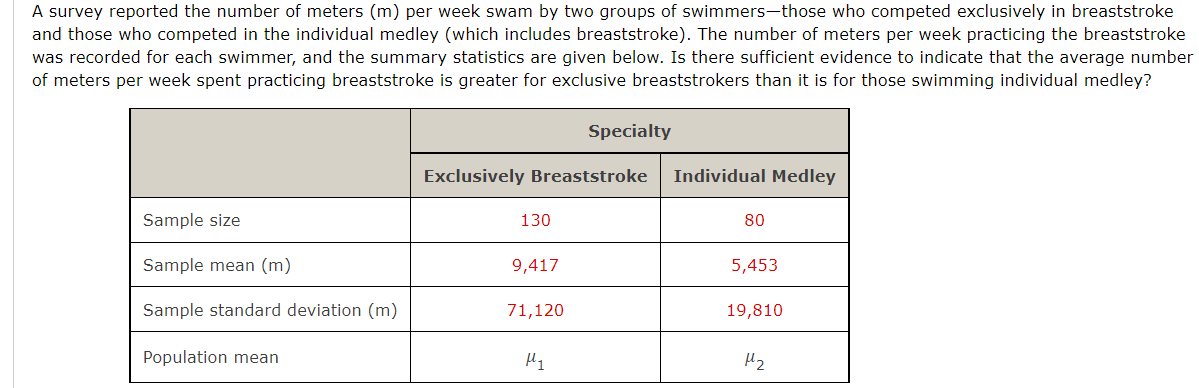 Solved A survey reported the number of meters (m) per week | Chegg.com