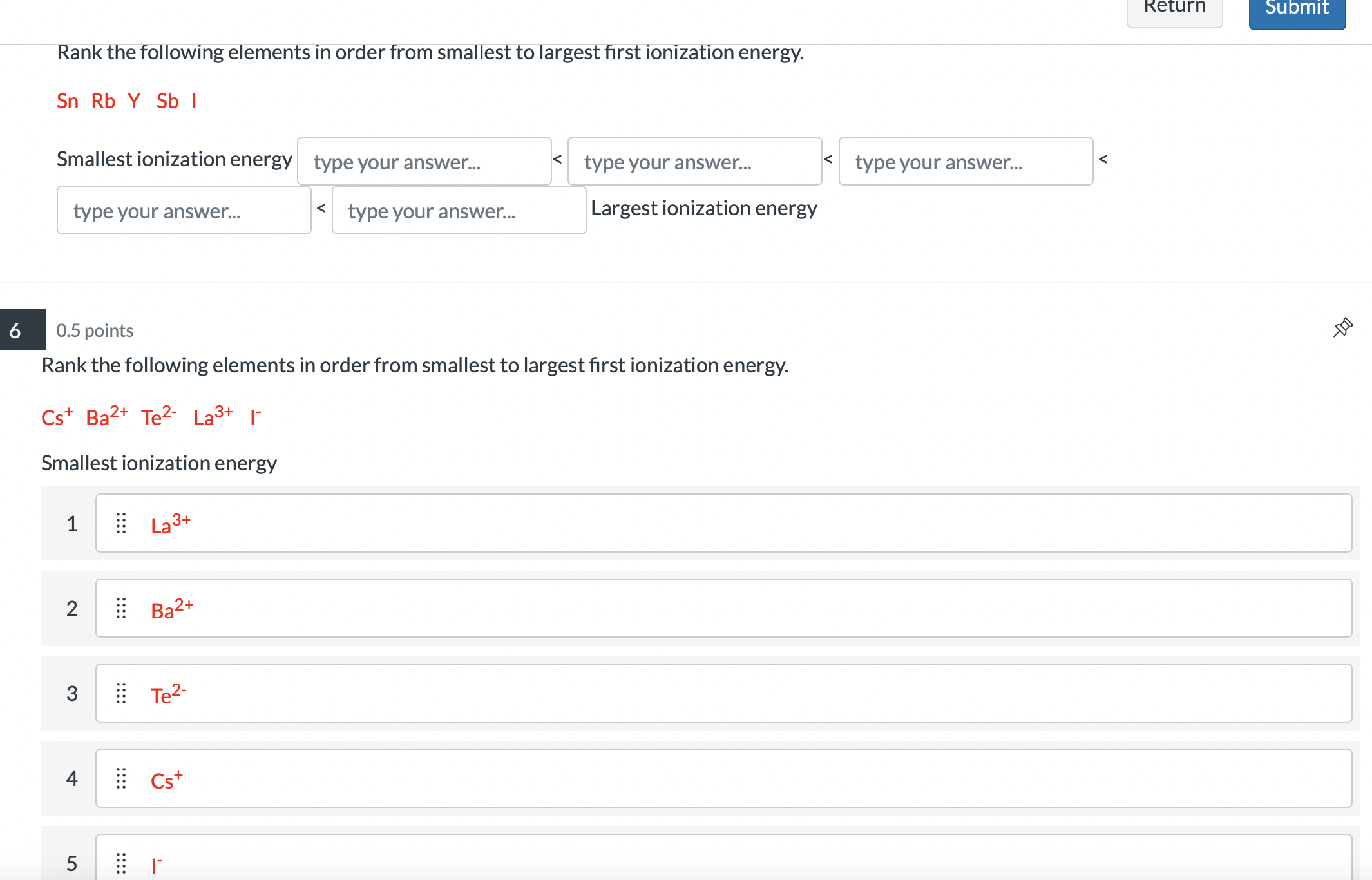 Solved Rank the following elements in order from smallest to | Chegg.com
