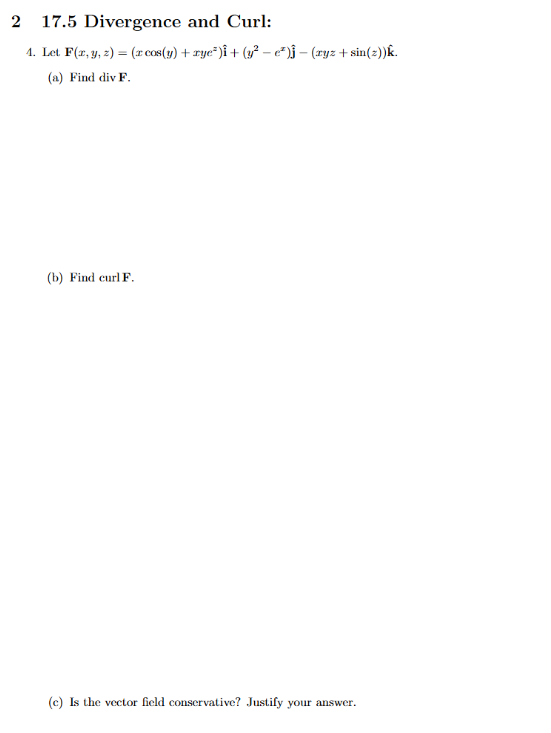 Solved 2 17.5 ﻿Divergence and Curl:Let. | Chegg.com