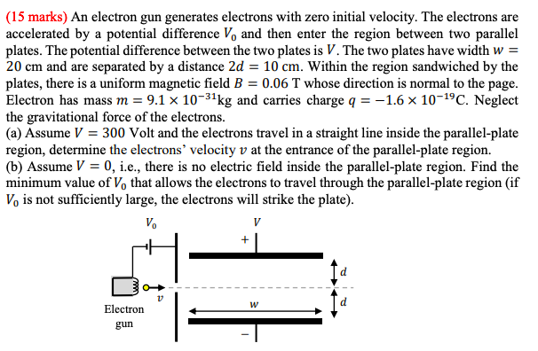 Solved 15 Marks An Electron Gun Generates Electrons With