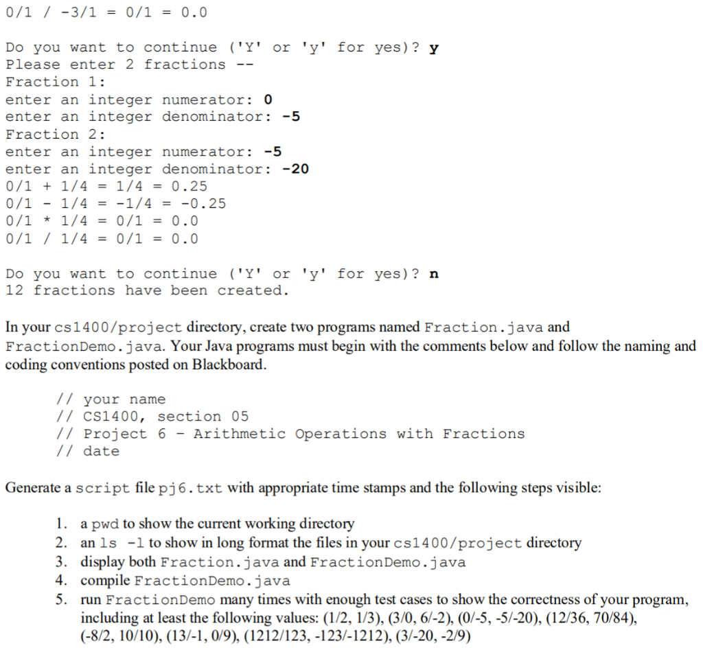 Solved Write a class Fraction for representing fractions and | Chegg.com