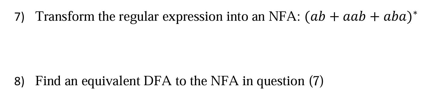 Solved (7) ﻿Transform the regular expression into an ﻿NFA: | Chegg.com