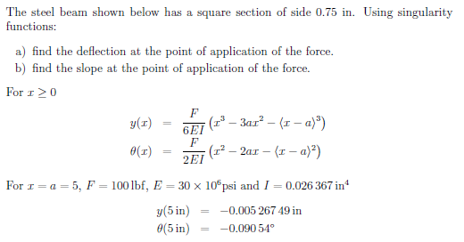 Solved 1. The steel beam shown below has a square section of | Chegg.com