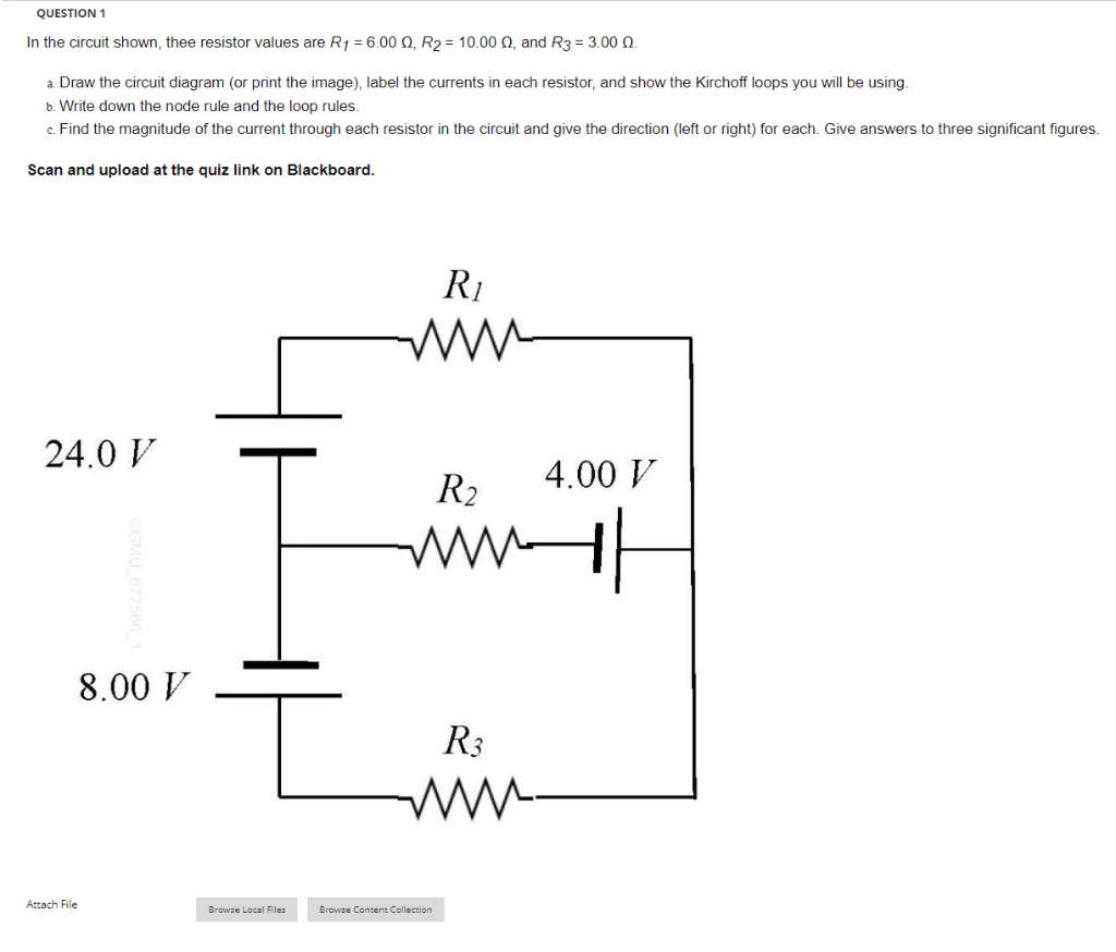 Solved QUESTION 1 In the circuit shown, thee resistor values | Chegg.com