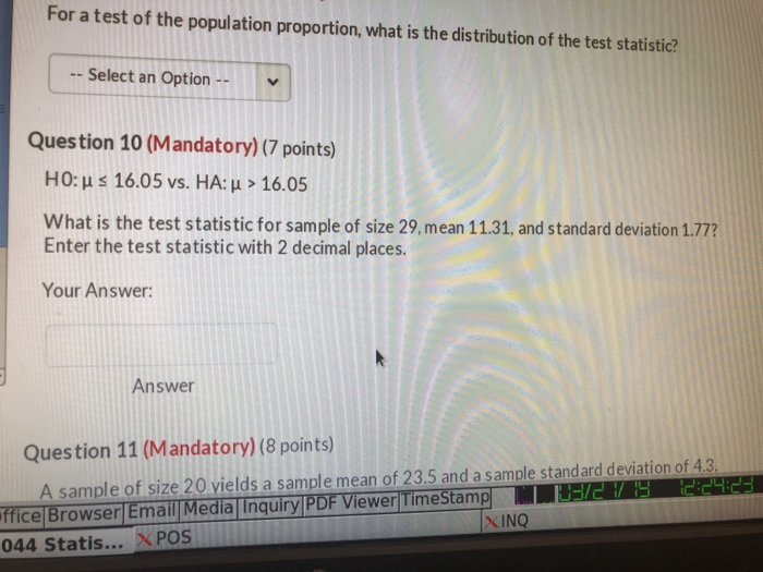 Solved For a test of the population proportion, what is the | Chegg.com