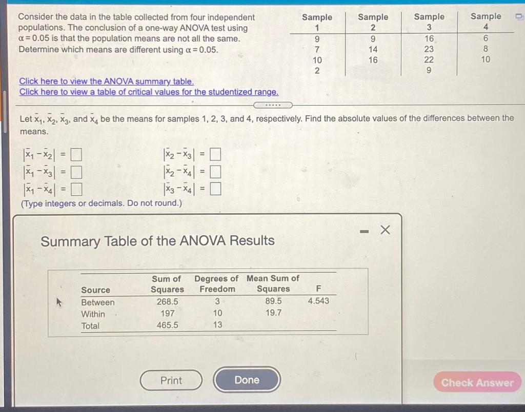 Solved Sample 4 Consider the data in the table collected | Chegg.com