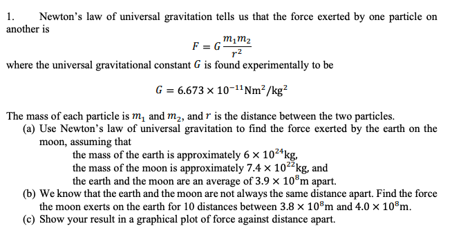 Solved 1. Newton's law of universal gravitation tells us | Chegg.com