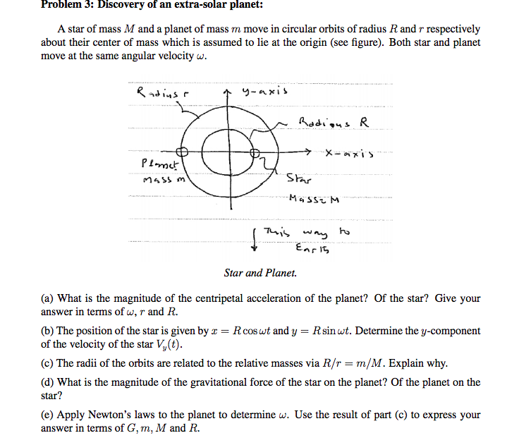 Solved Problem 3: Discovery of an extra-solar planet: A star | Chegg.com