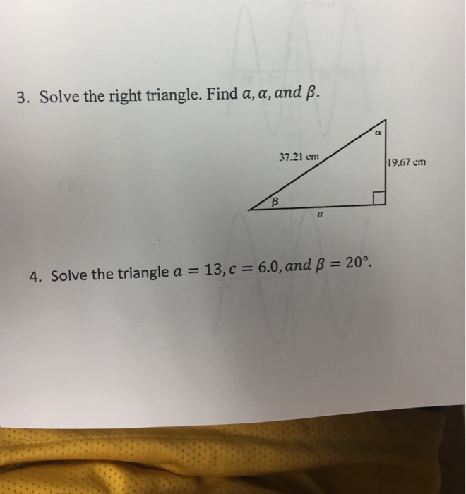 Solved Solve the right triangle. Find a, alpha, and beta. | Chegg.com