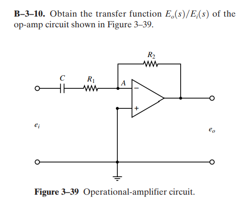 Solved B-3-10. Obtain the transfer function Eo(s)/Ei(s) of | Chegg.com