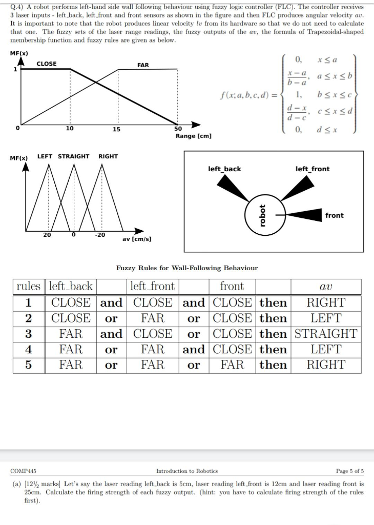 Q.4) A robot performs left-hand side wall following | Chegg.com