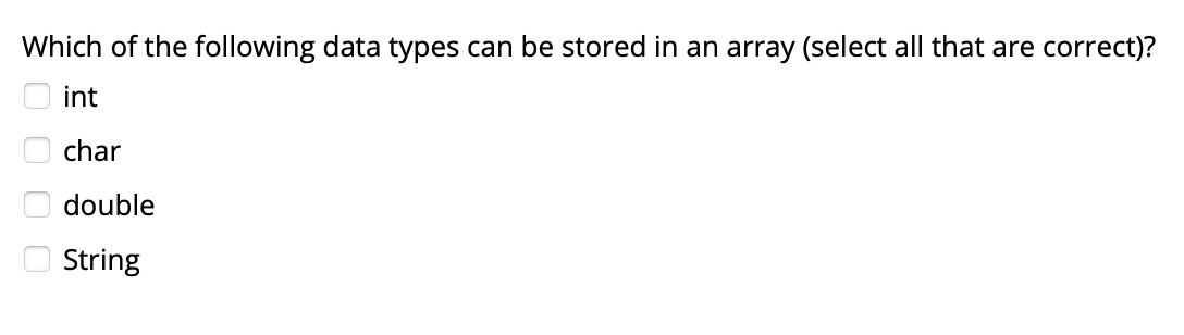 Solved Which of the following data types can be stored in an | Chegg.com
