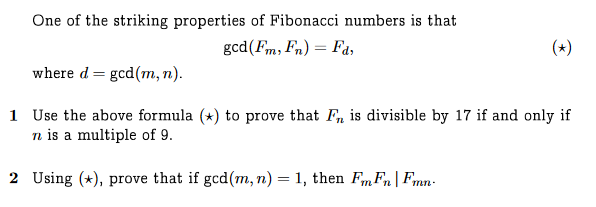 Solved One of the striking properties of Fibonacci numbers | Chegg.com