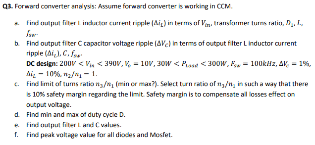 Q3. Forward converter analysis: Assume forward | Chegg.com