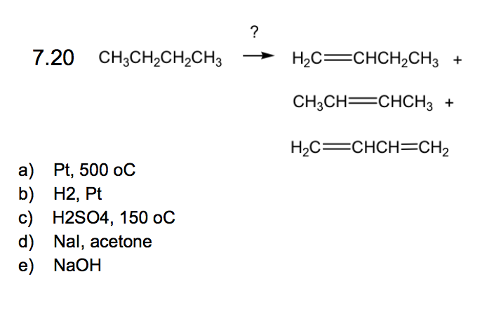Solved 7.20 CH3CH2CH2CH3 + H2C=CHCH2CH3 + CH3CH=CHCH3 + | Chegg.com