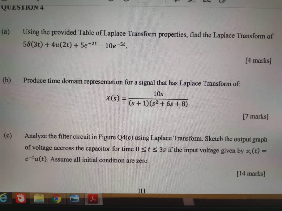 Solved QUESTION 4 (a) Using the provided Table of Laplace | Chegg.com