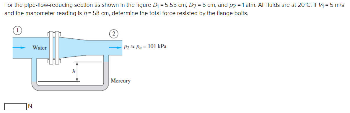 Solved or the pipe-flow-reducing section as shown in the | Chegg.com