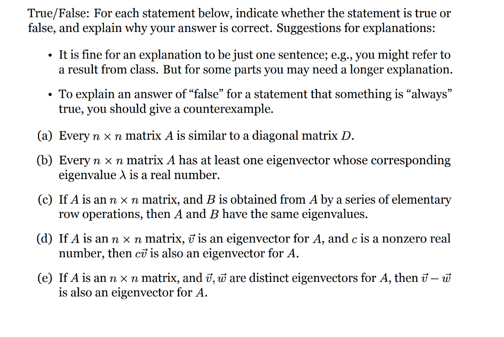 Solved True/False: For each statement below, indicate | Chegg.com