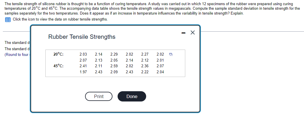 Solved The tensile strength of silicone rubber is thought to | Chegg.com