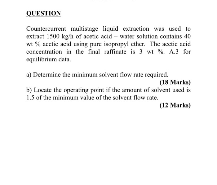 QUESTION Countercurrent multistage liquid extraction | Chegg.com