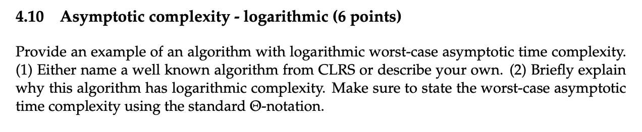 Solved 4 10 Asymptotic Complexity Logarithmic 6 Points