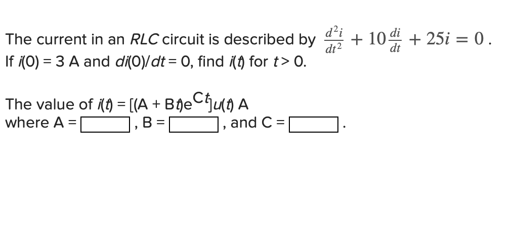 Solved The current in an RLC ﻿circuit is ﻿described | Chegg.com