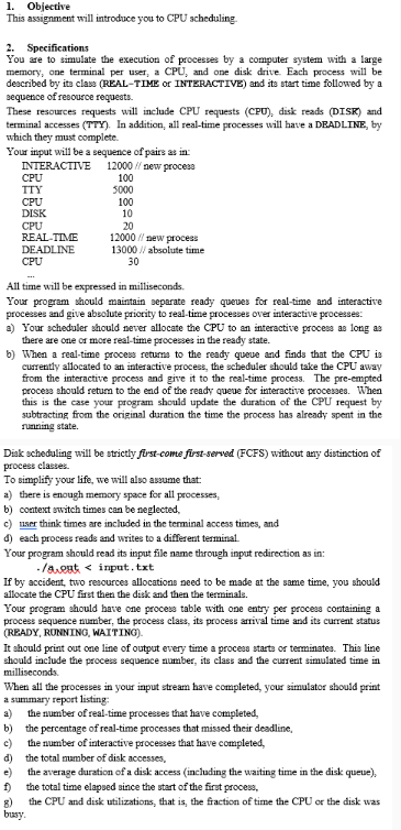 Solved ObjectiveThis assignment will introduce you to CPU | Chegg.com