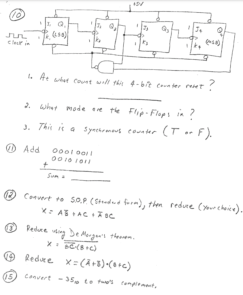 Solved 1. It what count wrll this 4-bit counter reset? 2. | Chegg.com