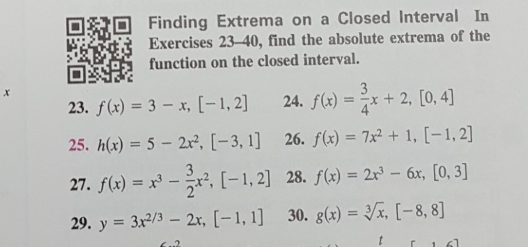 Solved 回Finding Extrema on a Closed interval In Exercises | Chegg.com