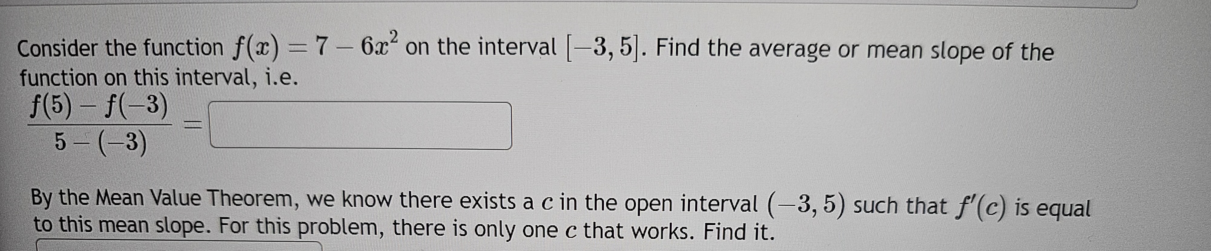 Solved Consider the function f(x)=7-6x2 ﻿on the interval | Chegg.com