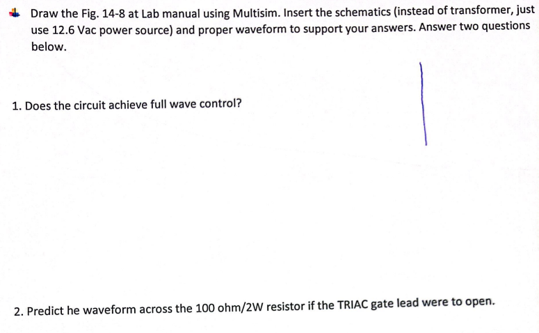 Solved Fig. 14-8 Triac control circuit.Draw the Fig. 14-8 at | Chegg.com