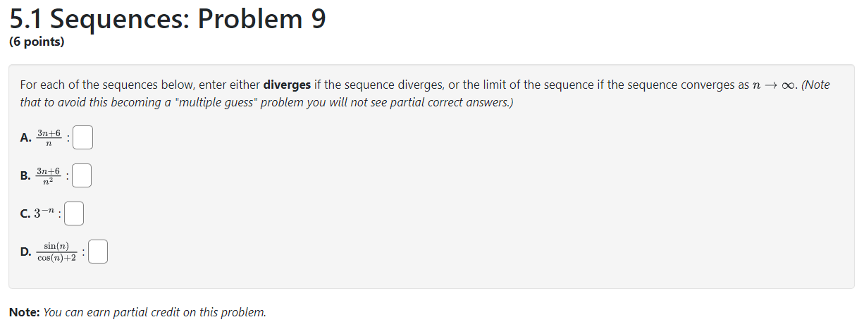 Solved For each of the sequences below, enter either | Chegg.com