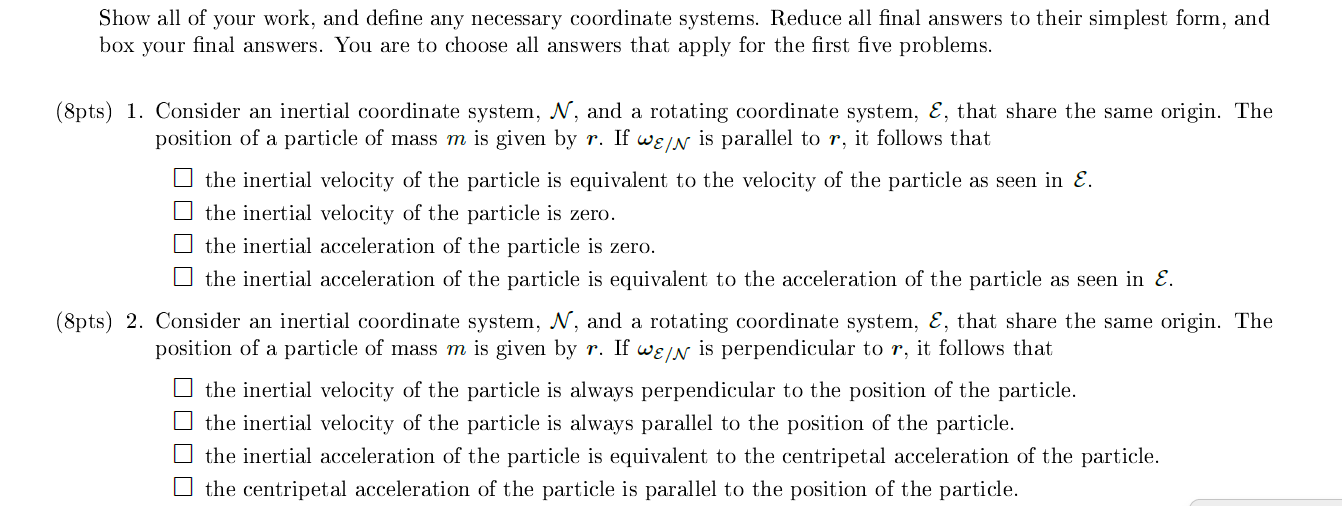 Show all of your work, and define any necessary | Chegg.com