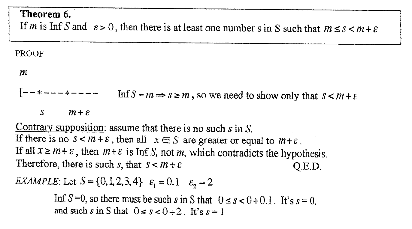 Solved Theorem 6. If m is Inf S and ε>0, then there is at | Chegg.com