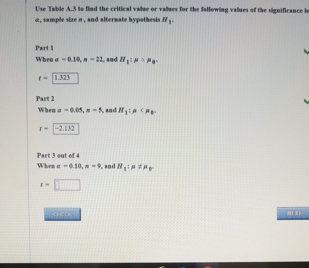 Solved Use Table A.3 to find the critical value or values | Chegg.com