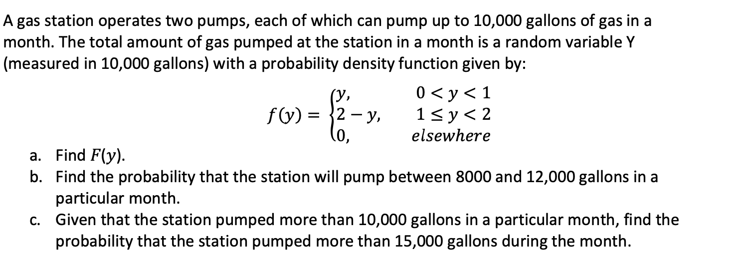 Solved A gas station operates two pumps, each of which can | Chegg.com