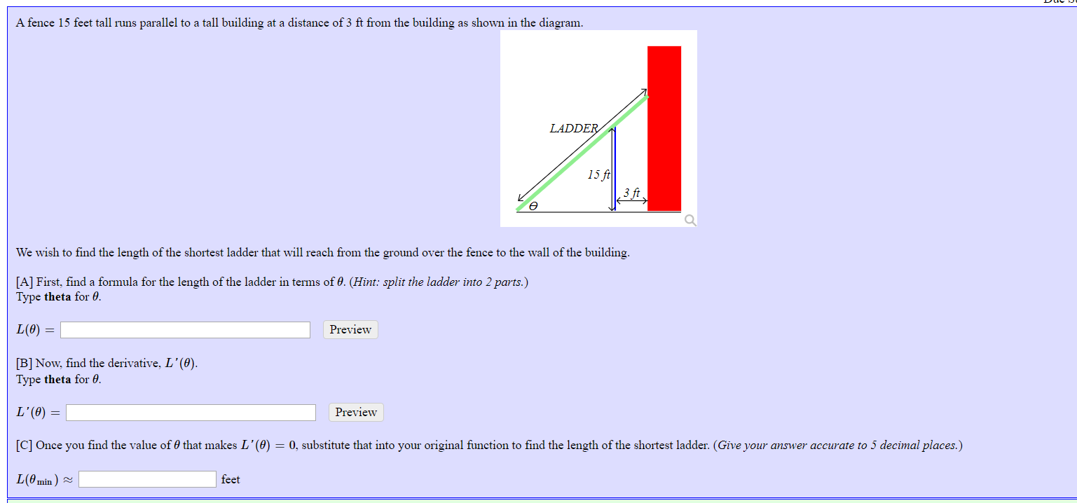 Solved A fence 15 feet tall runs parallel to a tall building | Chegg.com