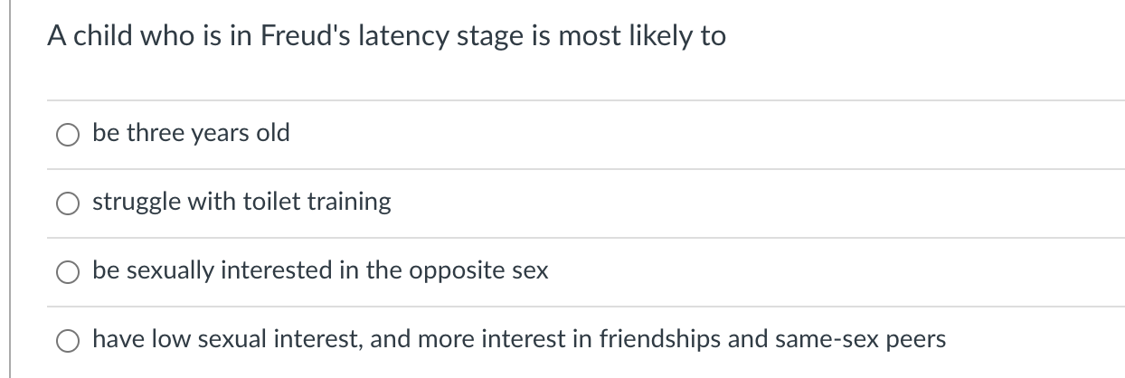 Solved A child who is in Freud's latency stage is most | Chegg.com