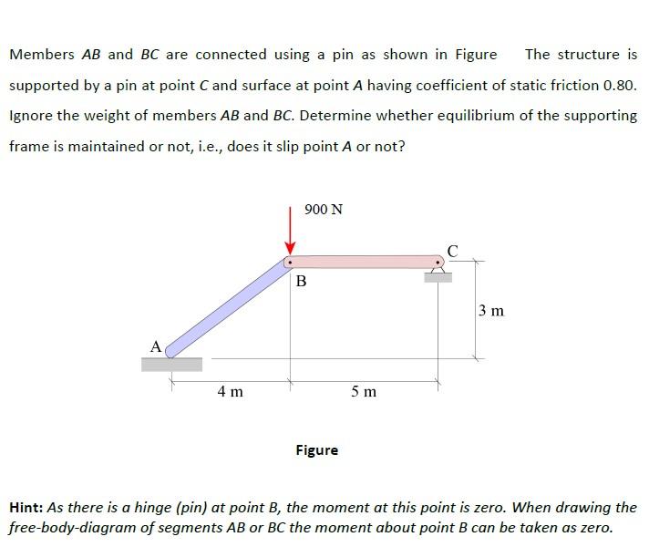 Solved Members AB and BC are connected using a pin as shown | Chegg.com