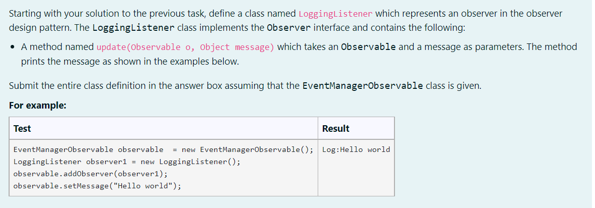 Solved We will use the Observer interface and Observable | Chegg.com