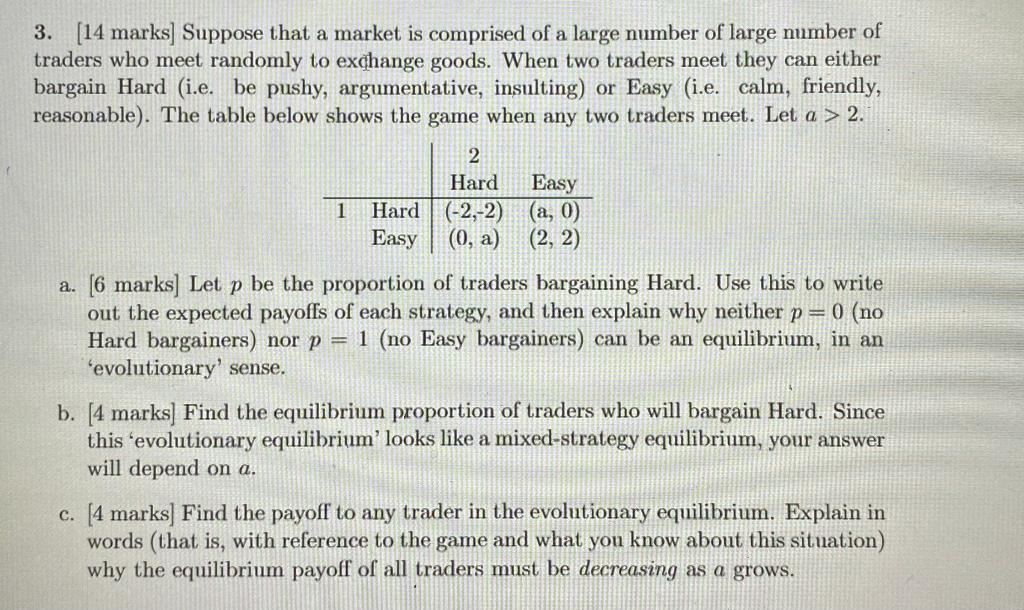 Solved 3. [14 marks] Suppose that a market is comprised of a | Chegg.com