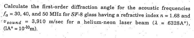 Solved Calculate the first-order diffraction angle for the | Chegg.com